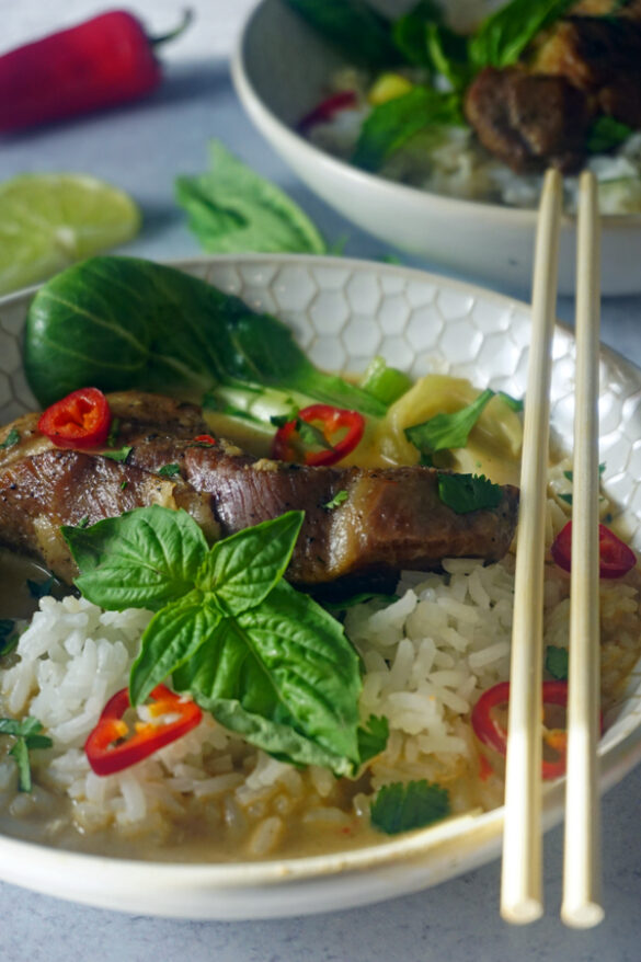 Thai Curry Braised Pork Ribs - Thai Red Curry made with Galangal